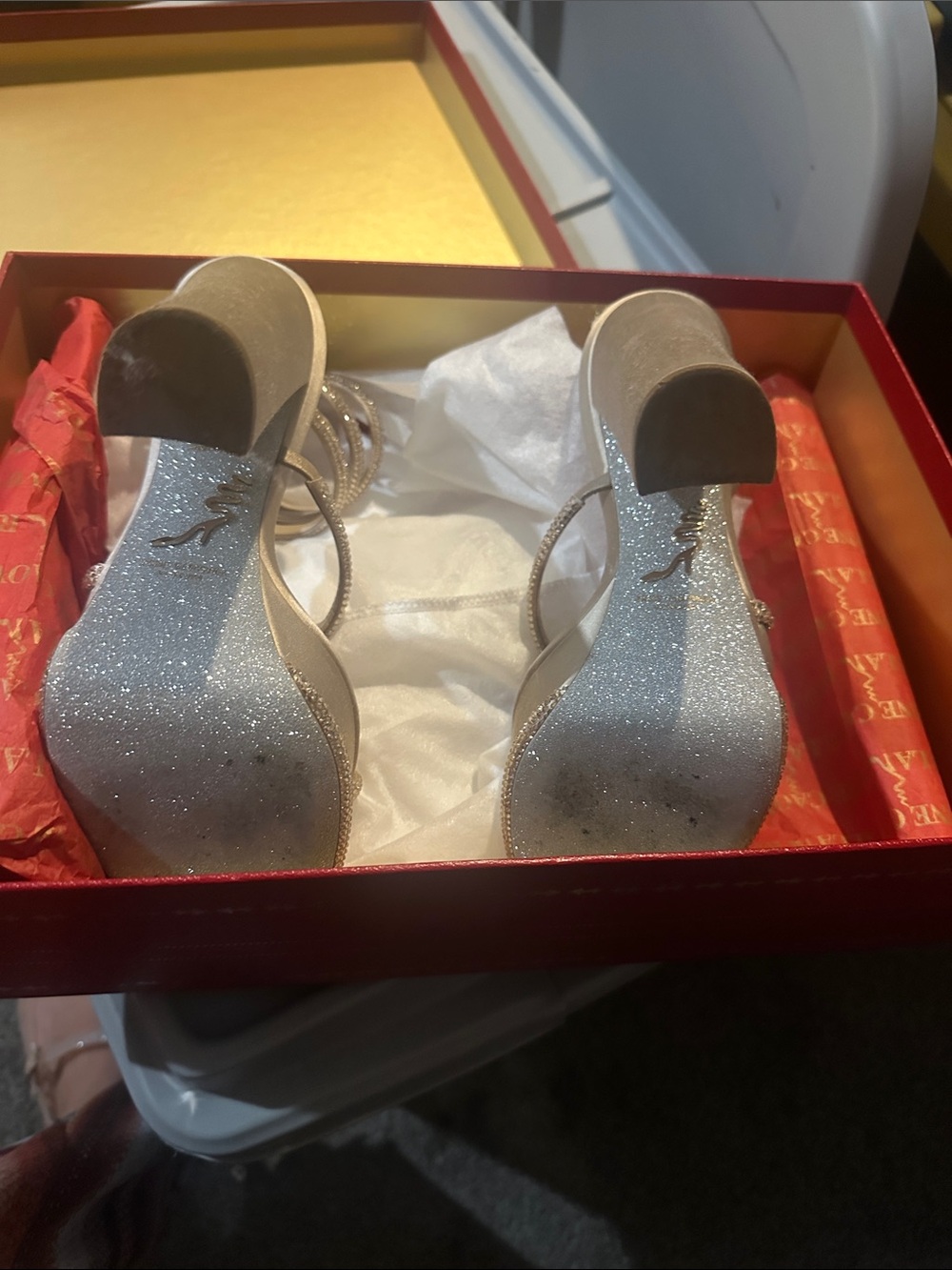 Rene Caovilla | Shoes | Rene Caovilla Champagne Spiralstrap Platform ...
